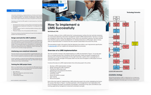 How To Implement a LIMS Successfully