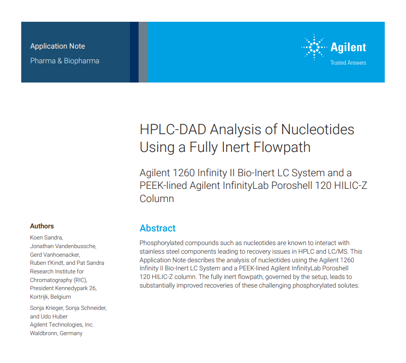 HPLC-DAD Analysis of Nucleotides Using a Fully Inert Flowpath