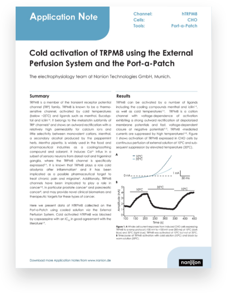 Cold Activation of TRPM8 Using a Temperature Controlled External ...