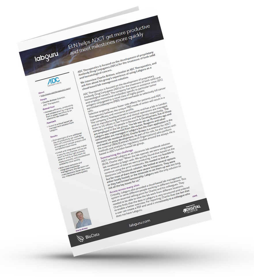 ADC Therapeutics Drives Productivity with Labguru [Whitepaper]