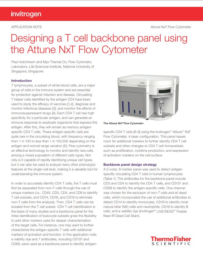 Designing a T cell backbone panel using the Attune NxT Flow Cytometer ...