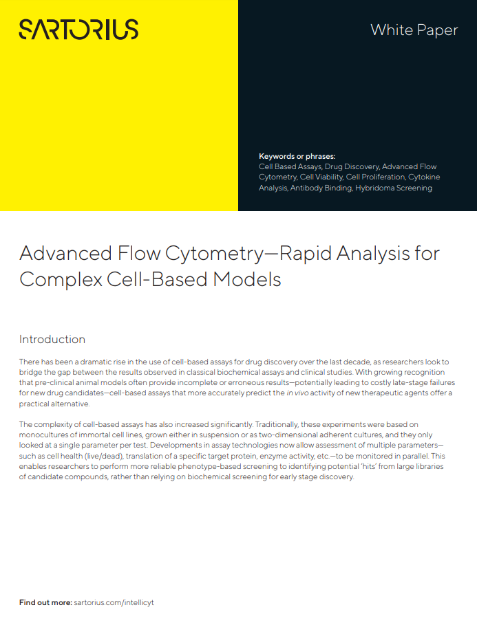Advanced Flow Cytometry — Rapid Analysis for Complex Cell-Based Models