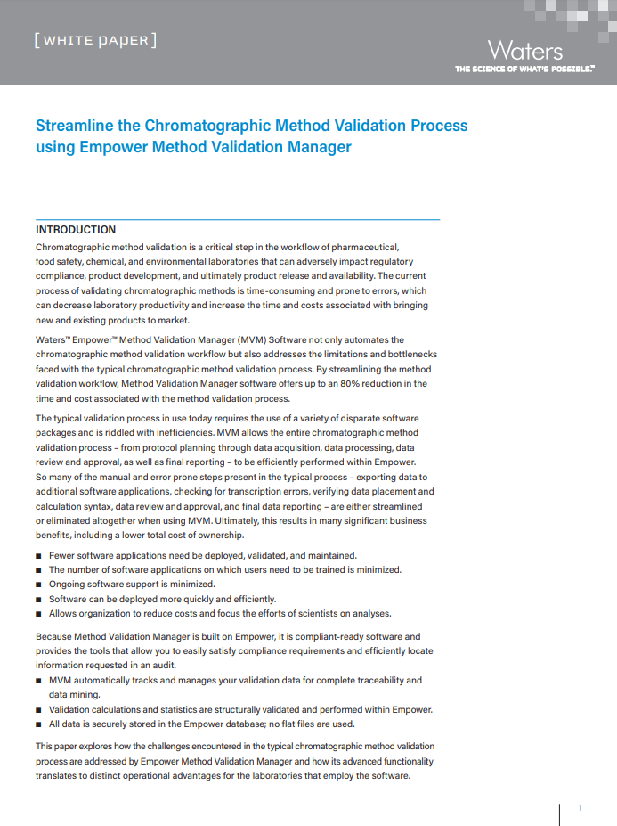 Streamline the Chromatographic Method Validation Process